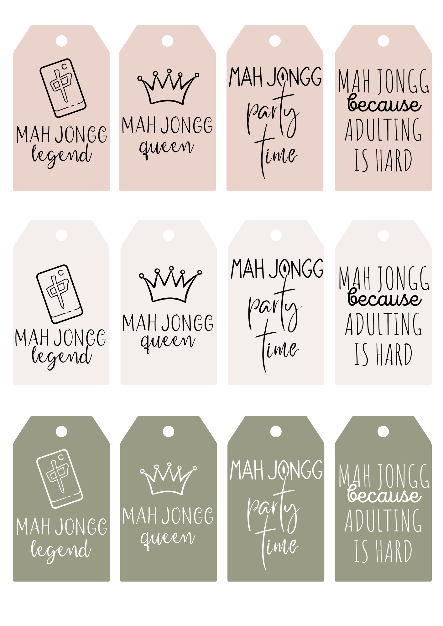 Mahjong-Themed Gift Tags: Free Printable PDF Download for Unique Gift ...
